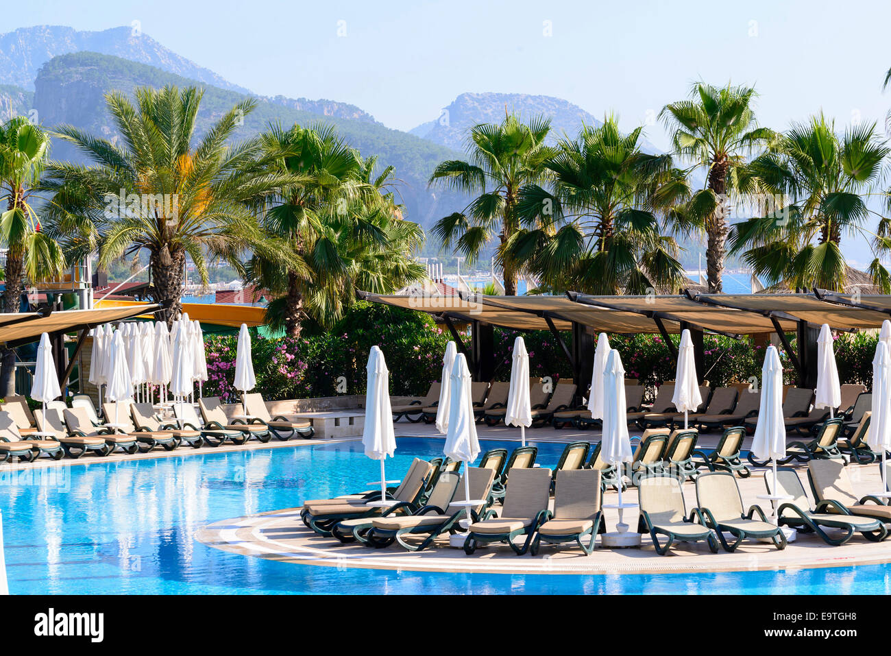beautiful swimming pool in the tropical hotel Stock Photo - Alamy