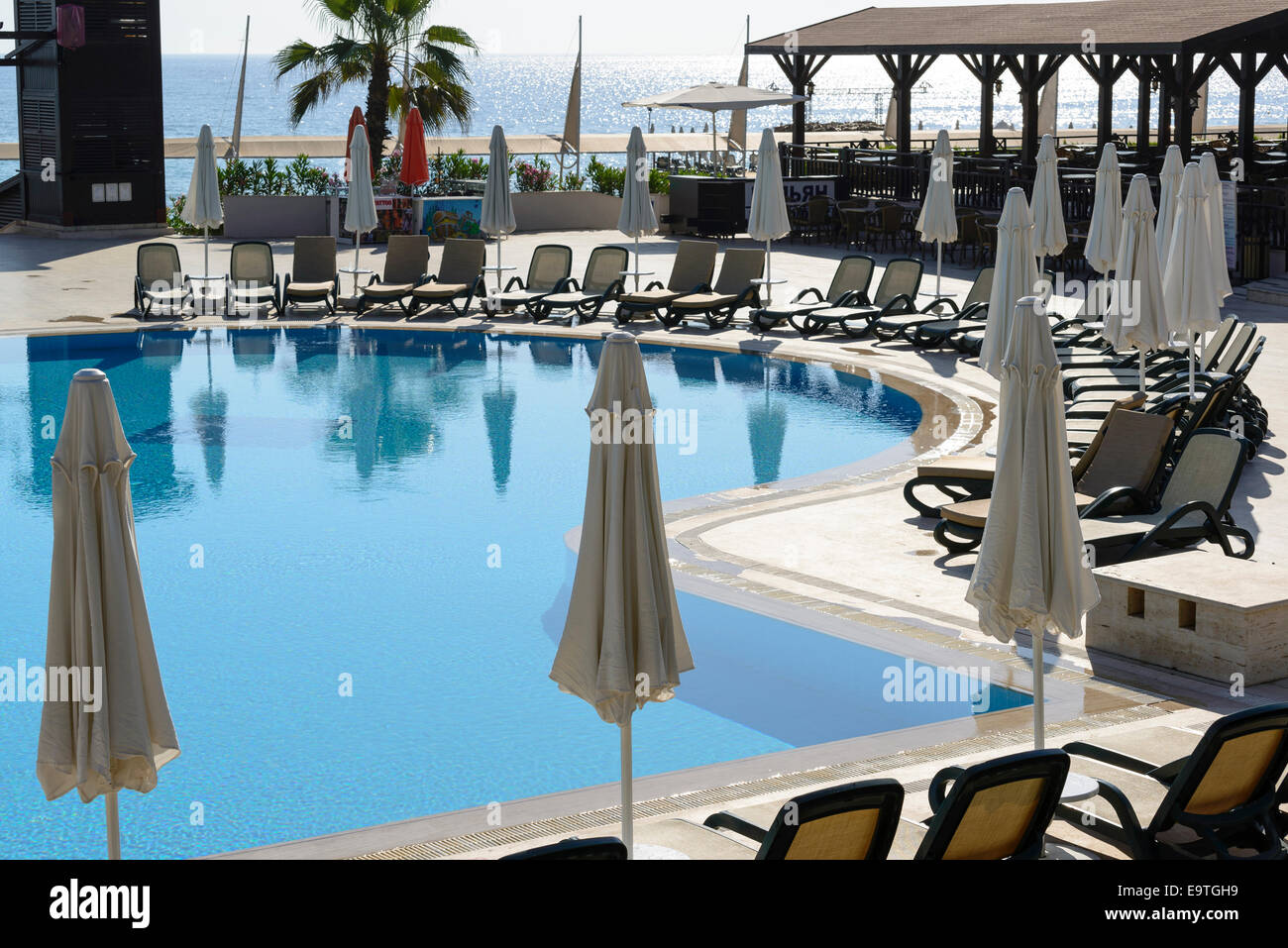 beautiful swimming pool in the tropical hotel Stock Photo - Alamy