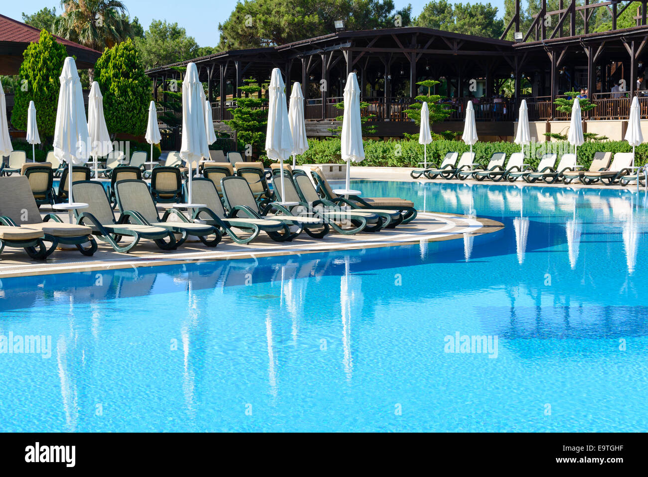 beautiful swimming pool in the tropical hotel Stock Photo - Alamy