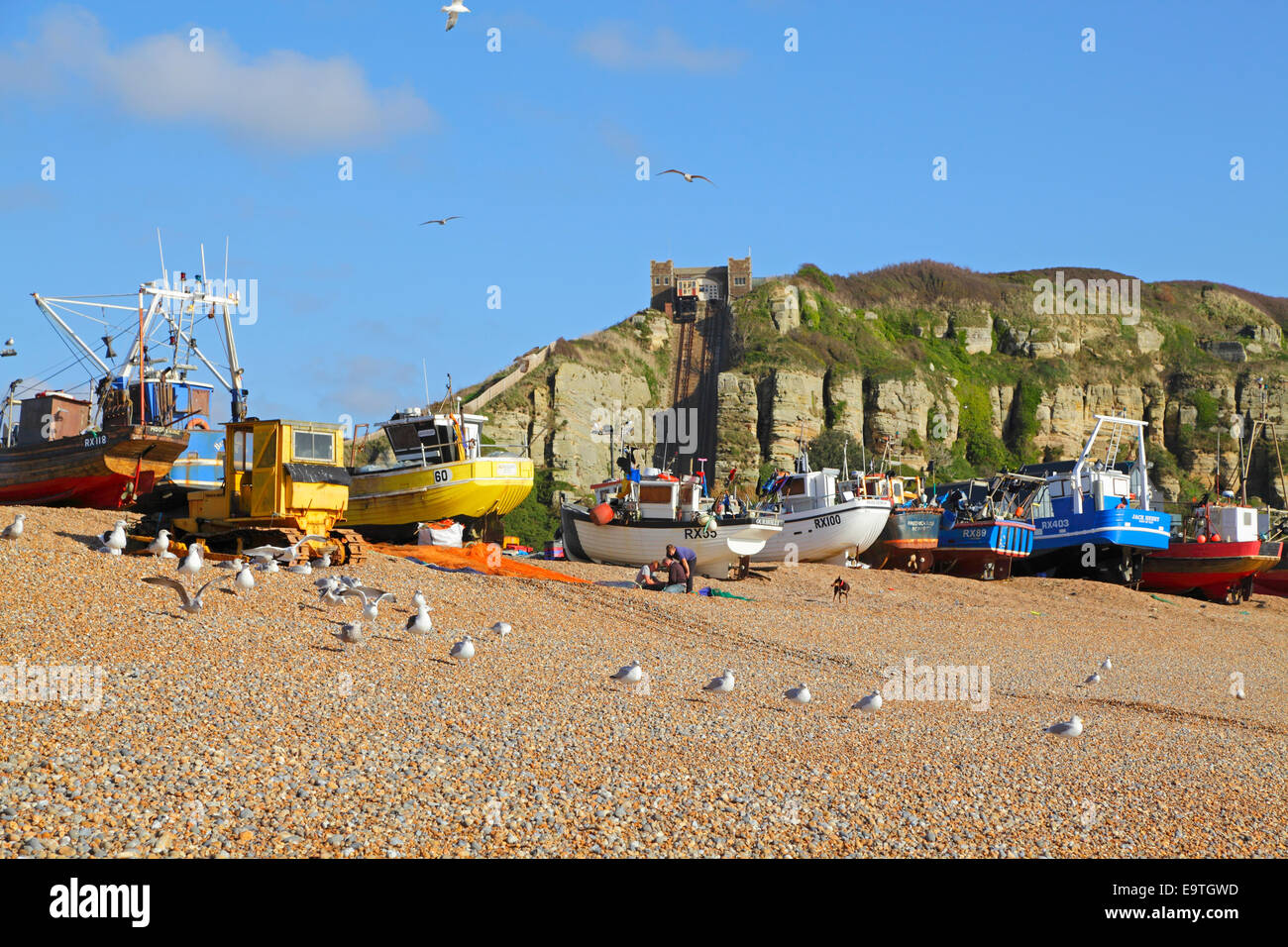 Hastings Fishing Boats on the Old Town Stade beach. Hastings has the ...