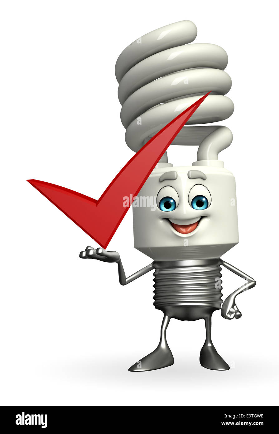 Cartoon Character of CFL with right sign Stock Photo - Alamy