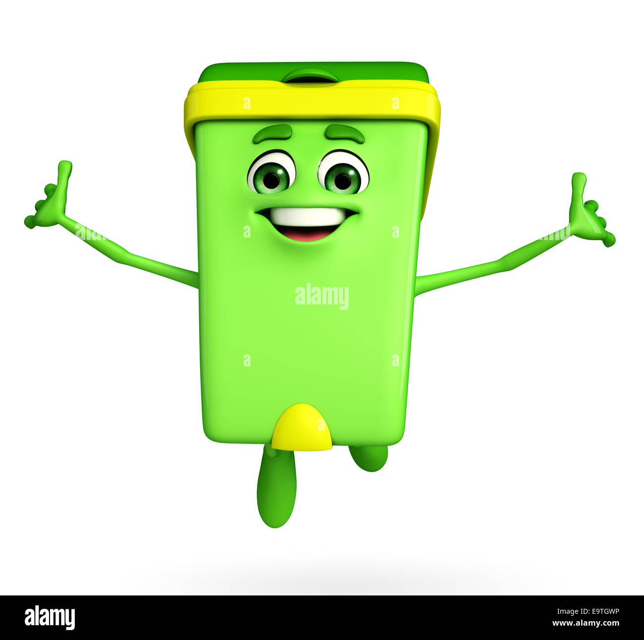 Cartoon Character of Dustbin is jumping Stock Photo - Alamy