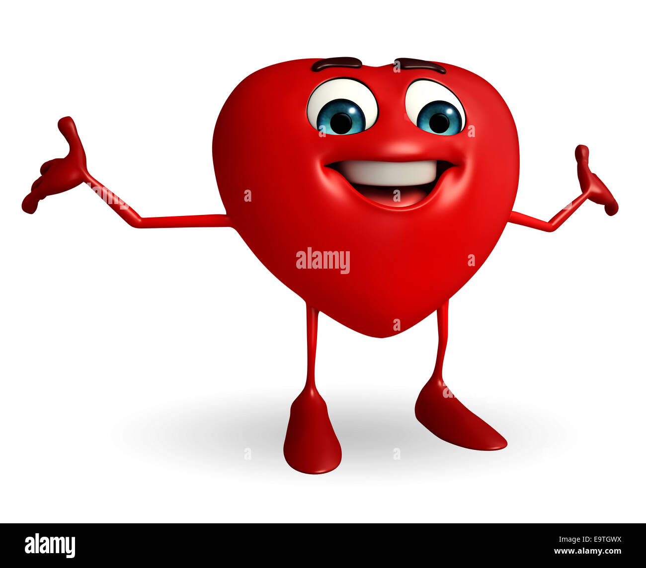 Cartoon Character of heart shape with happy pose Stock Photo - Alamy