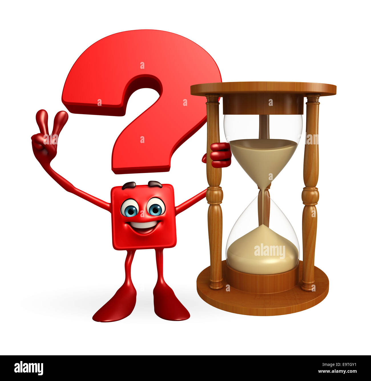 Cartoon Character of Question Mark with sand clock Stock Photo - Alamy