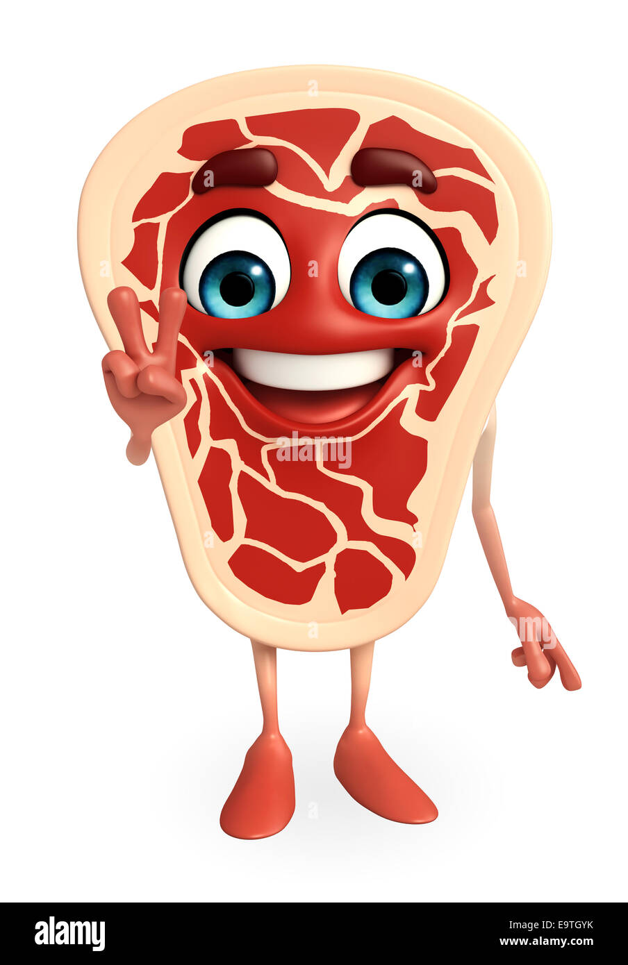 Cartoon Character of meat steak is Victory Stock Photo - Alamy