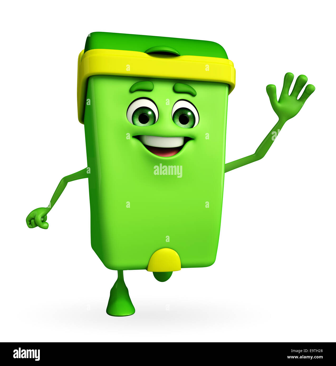 Cartoon Character of Dustbin is running Stock Photo - Alamy