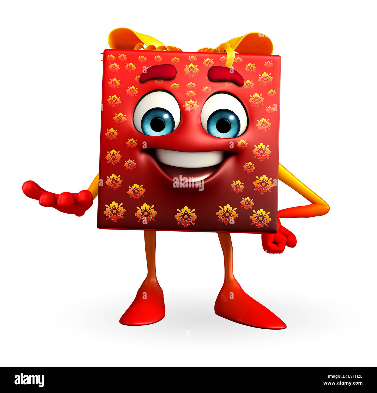 Cartoon Character of gift box with holding pose Stock Photo - Alamy