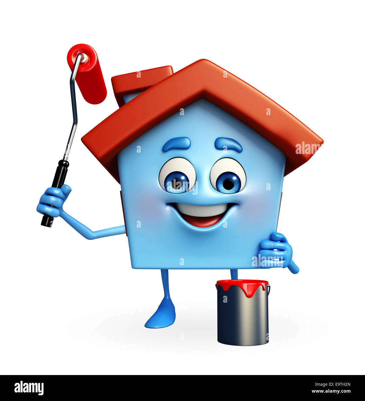Cartoon Charcter of house is painting Stock Photo - Alamy
