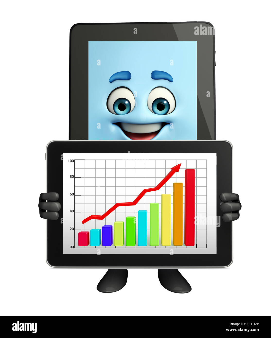 Cartoon character of tab with business graph Stock Photo - Alamy