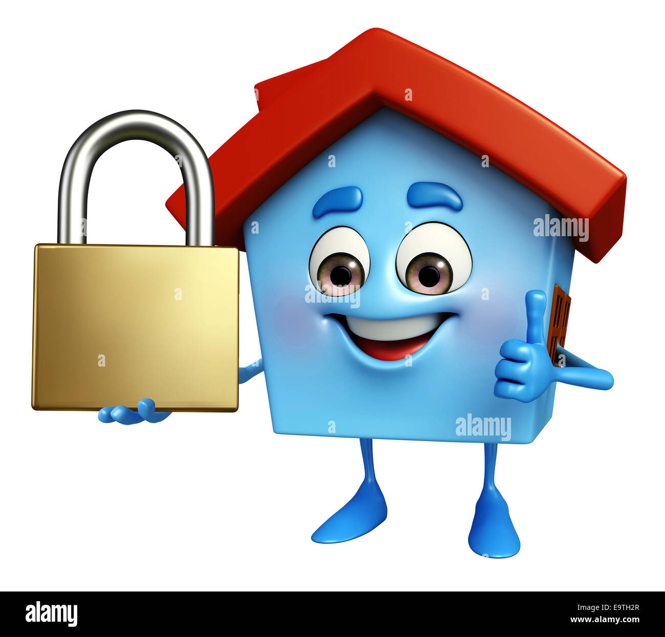 Cartoon Charcter of house with lock Stock Photo - Alamy