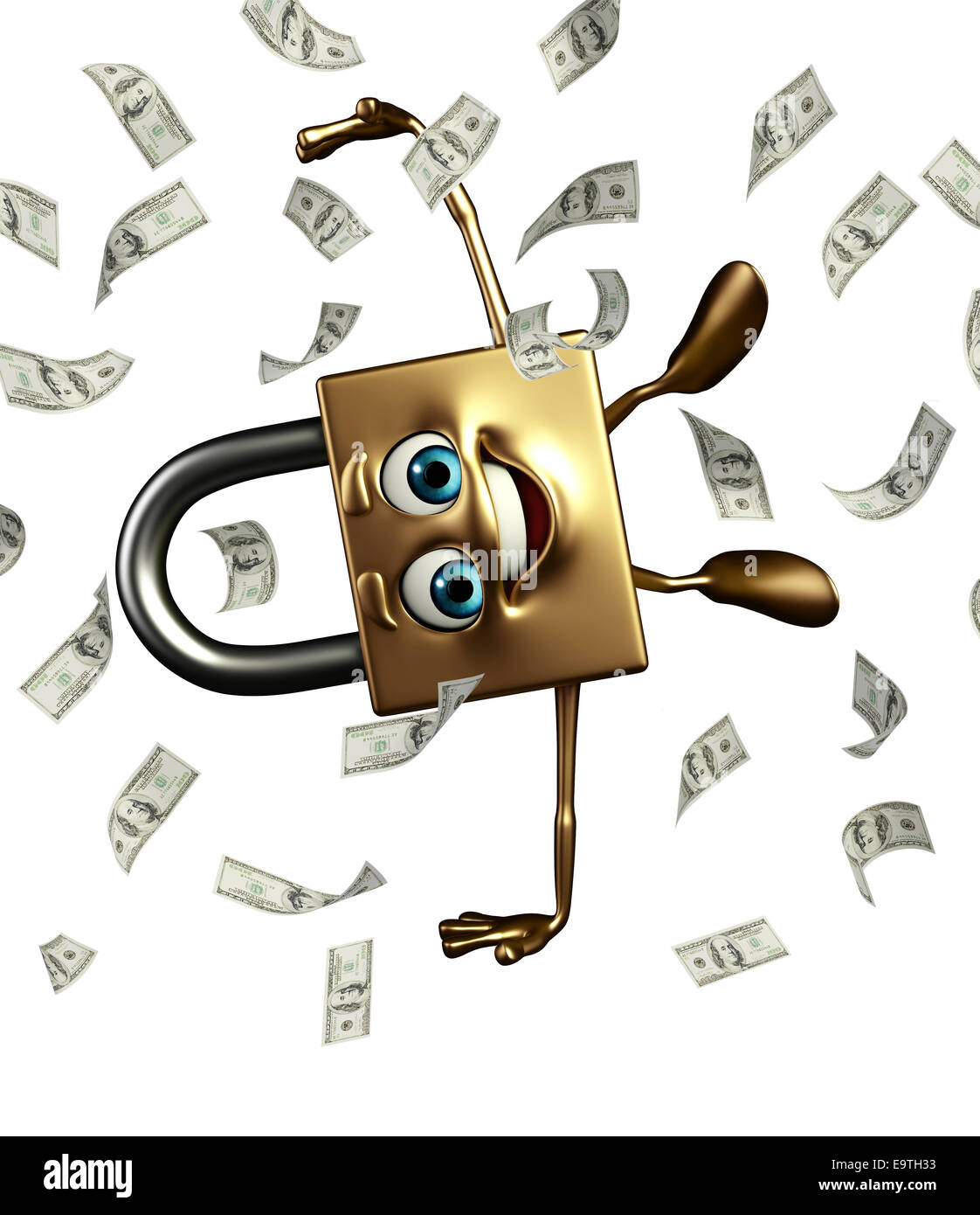 Cartoon Character of lock with dollars Stock Photo - Alamy