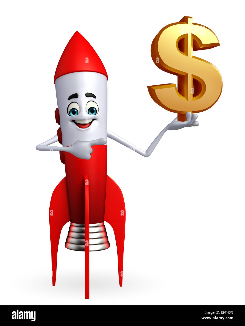 Cartoon character of rocket with dollar sign Stock Photo - Alamy