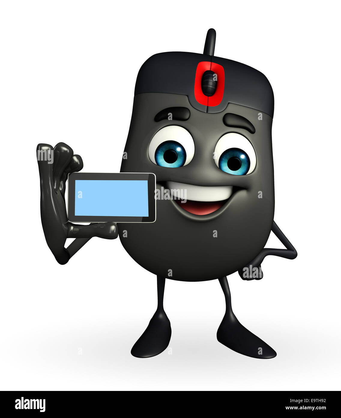 Cartoon Character of Computer Mouse with mobile Stock Photo - Alamy