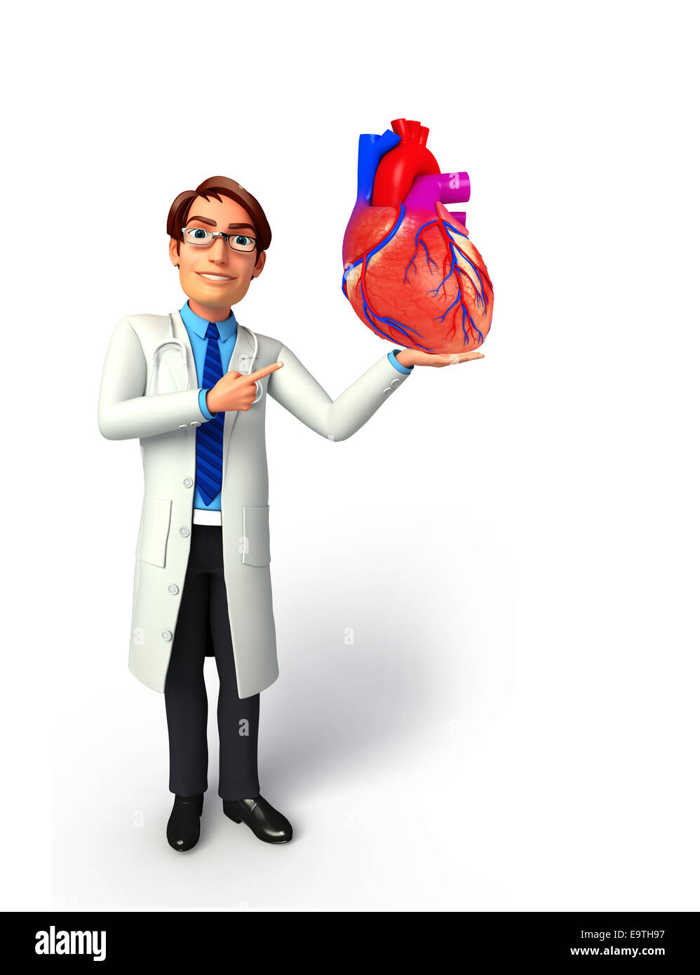 Illustration of young doctor with heart anatomy Stock Photo - Alamy