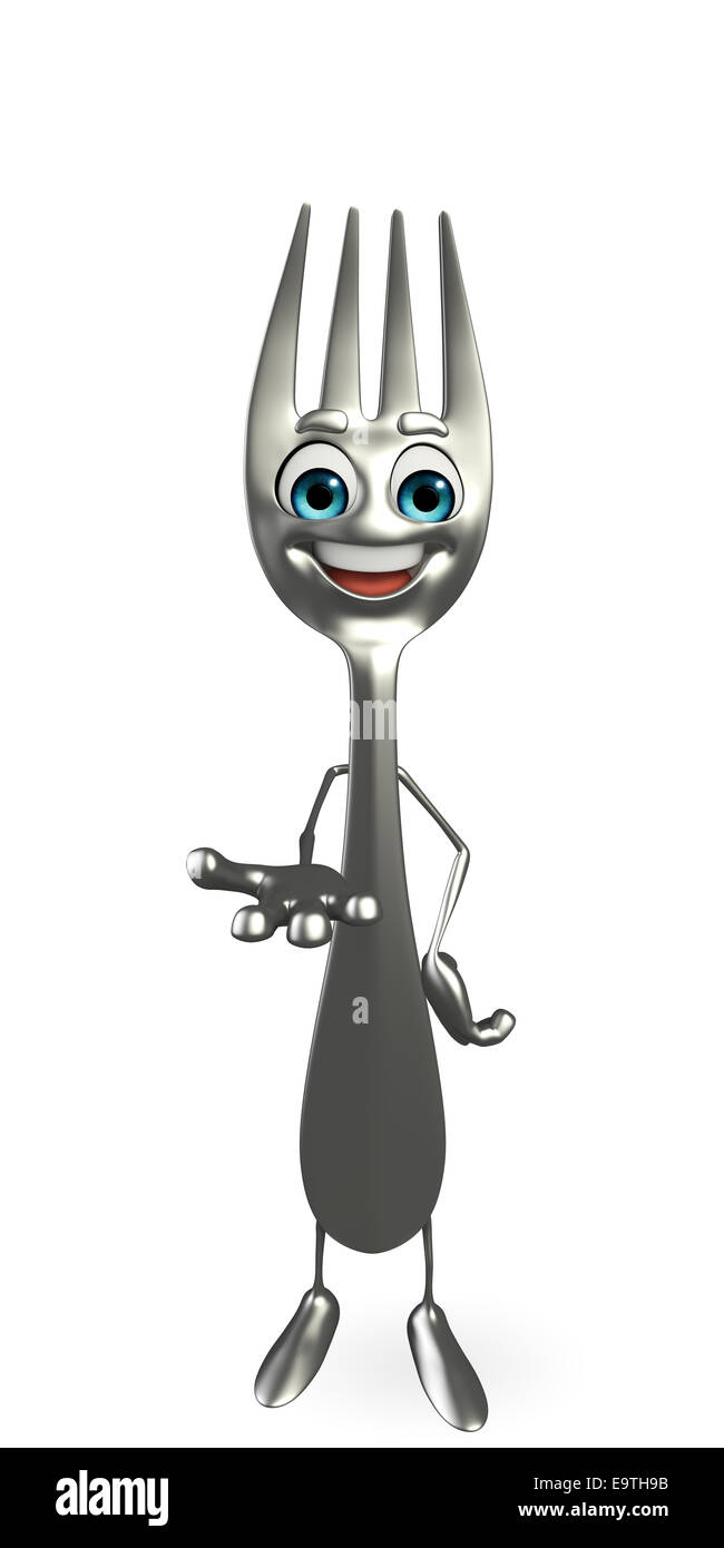 Cartoon character of fork is presenting Stock Photo - Alamy