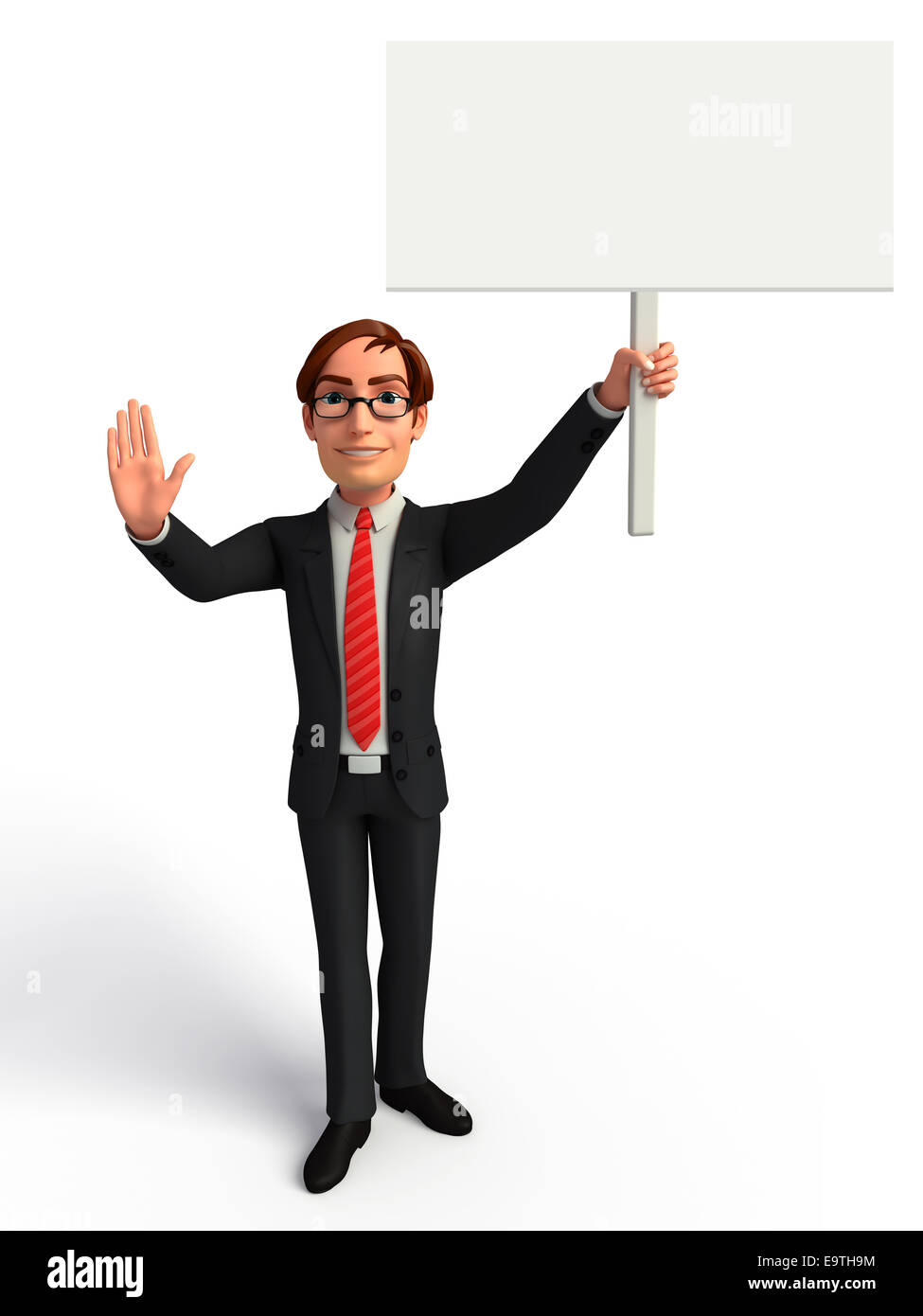 Illustration of Young Business Man with display board Stock Photo - Alamy