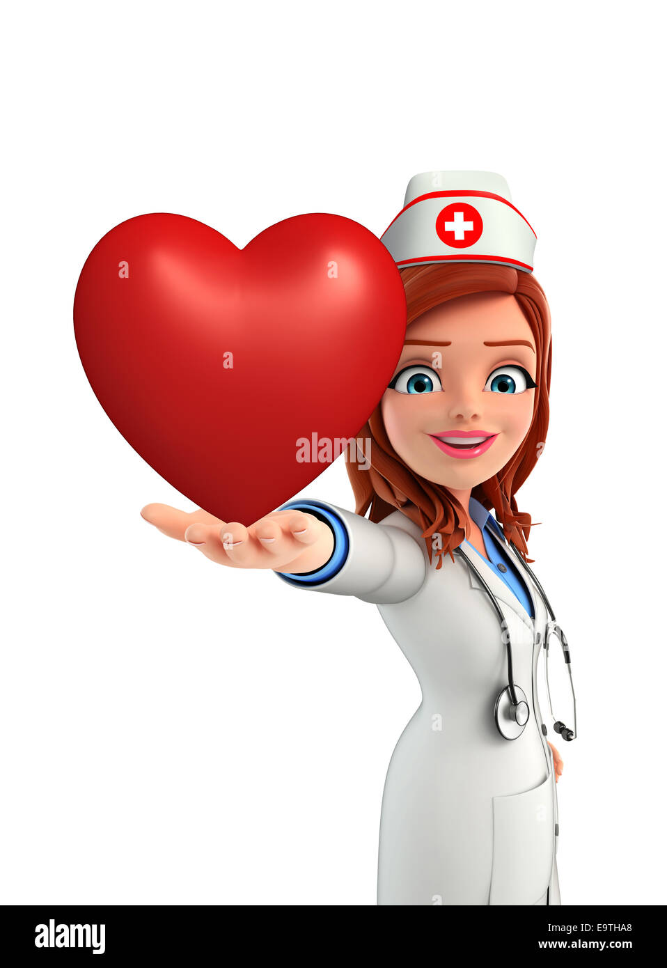 Cartoon Character of Nurse with heart pose Stock Photo - Alamy