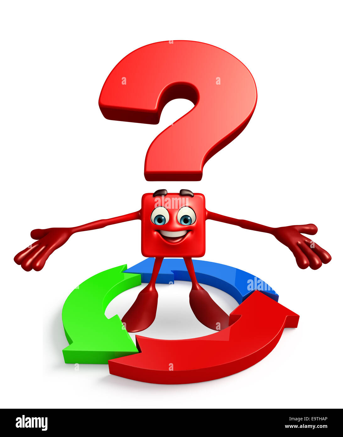 Cartoon Character of Question Mark with arrow Stock Photo - Alamy