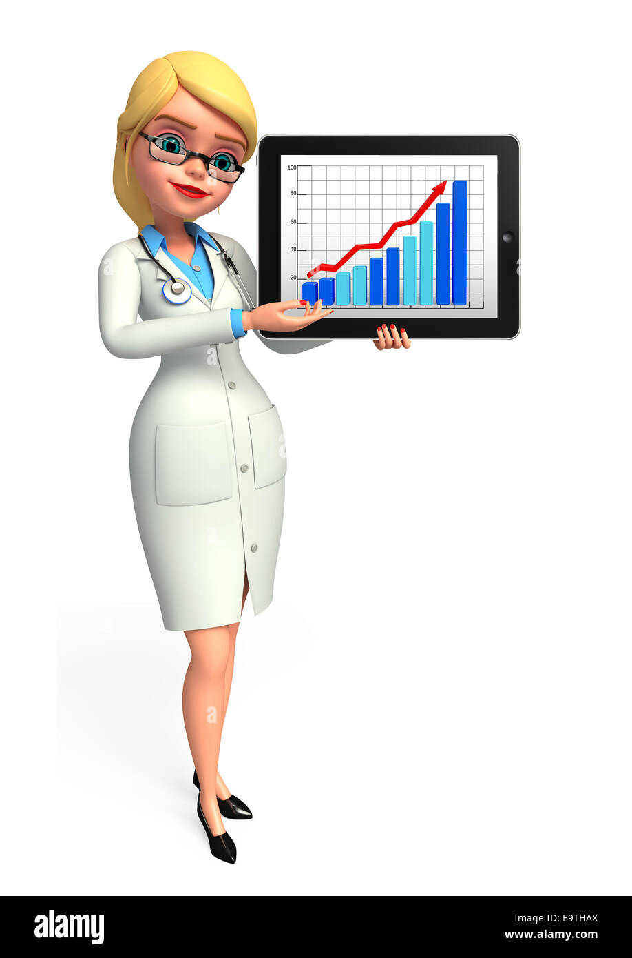 Illustration of young doctor with business graph Stock Photo - Alamy