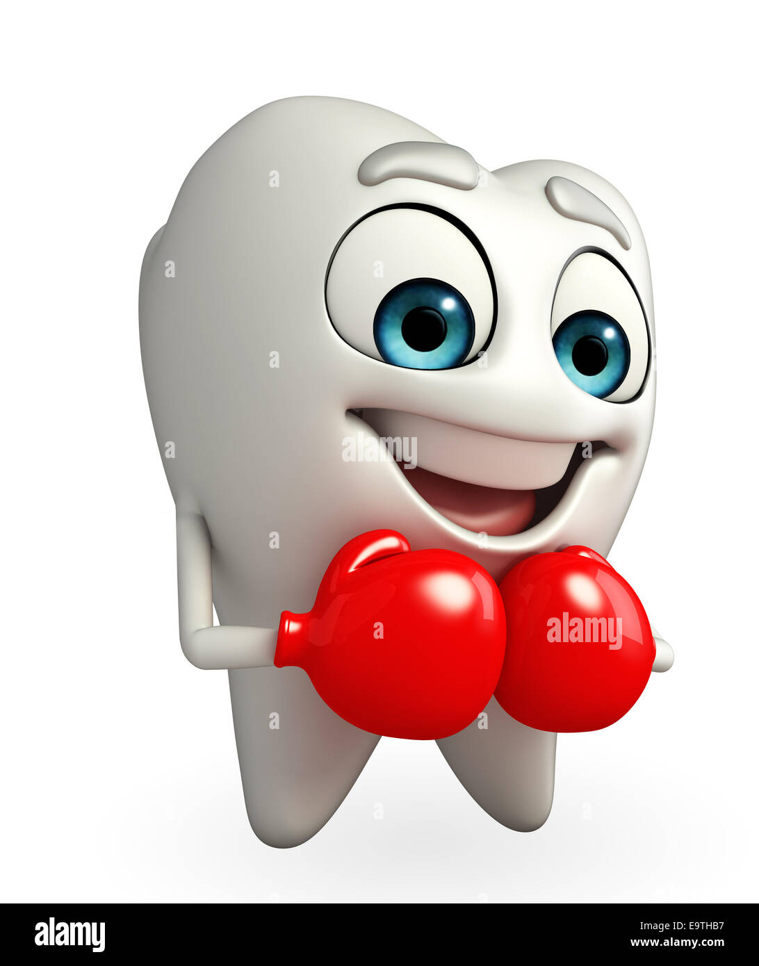 Cartoon character of teeth with Boxing Gloves Stock Photo - Alamy