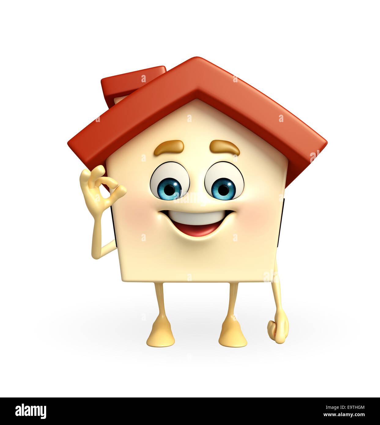 Cartoon Character of house with best sign Stock Photo - Alamy