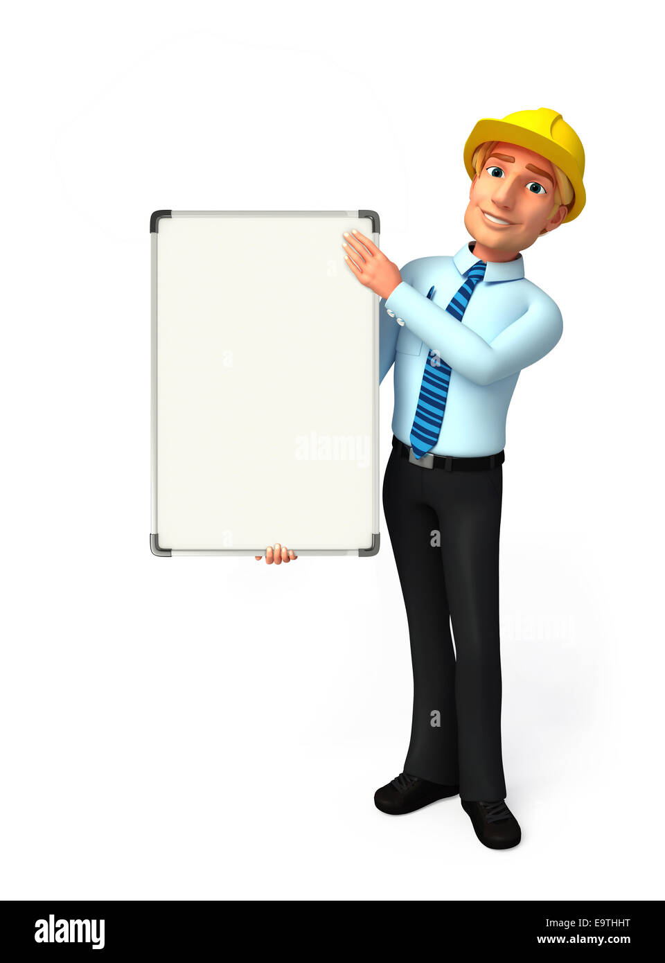 Illustration of service man with display board Stock Photo - Alamy