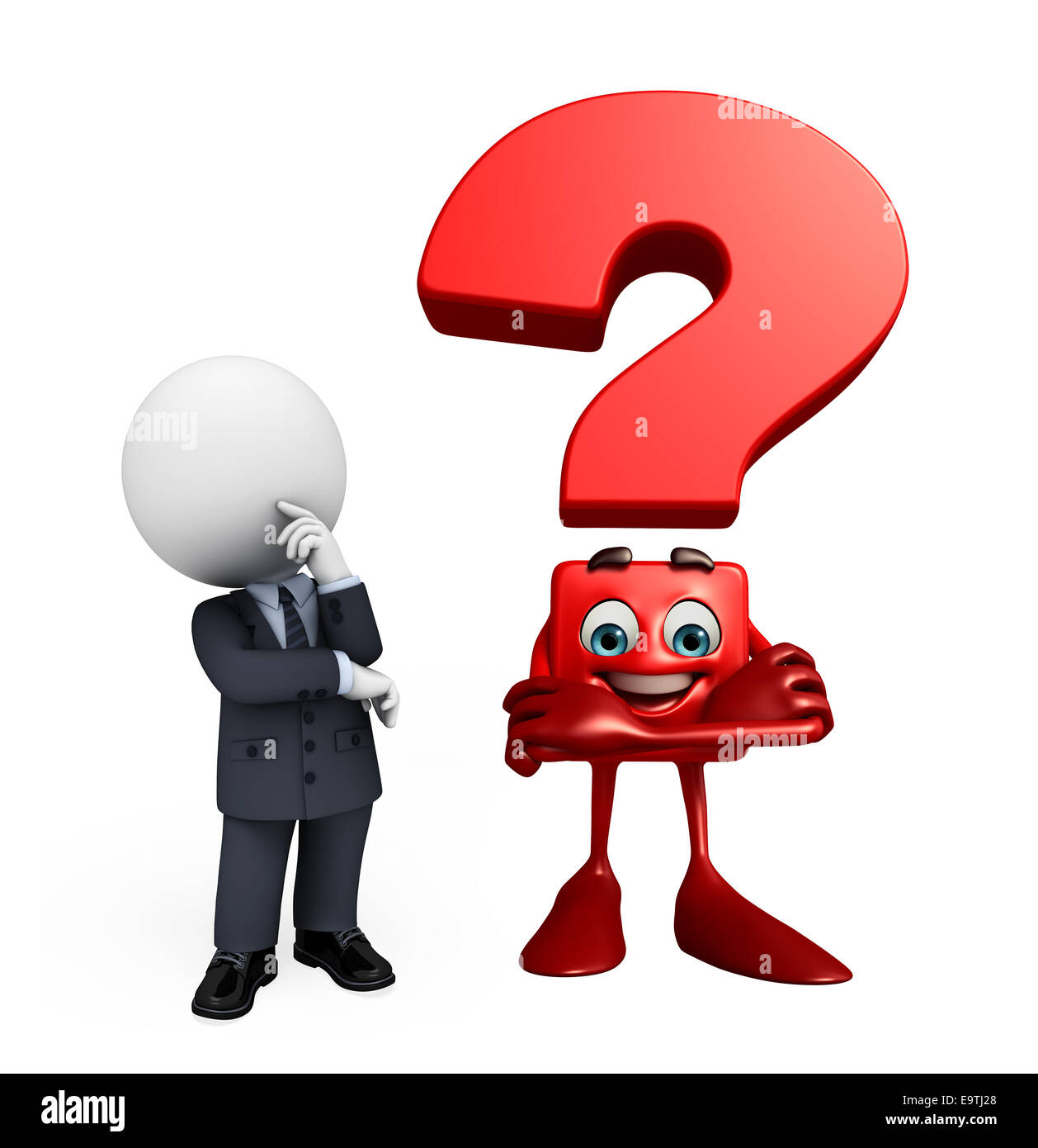 White character as a business man with thinking sign Stock Photo - Alamy