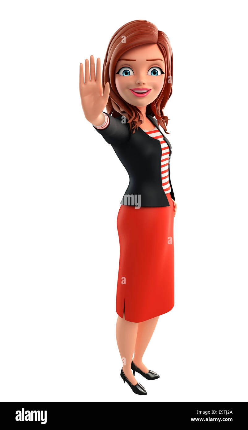 Illustration of corporate lady with stop sign Stock Photo - Alamy