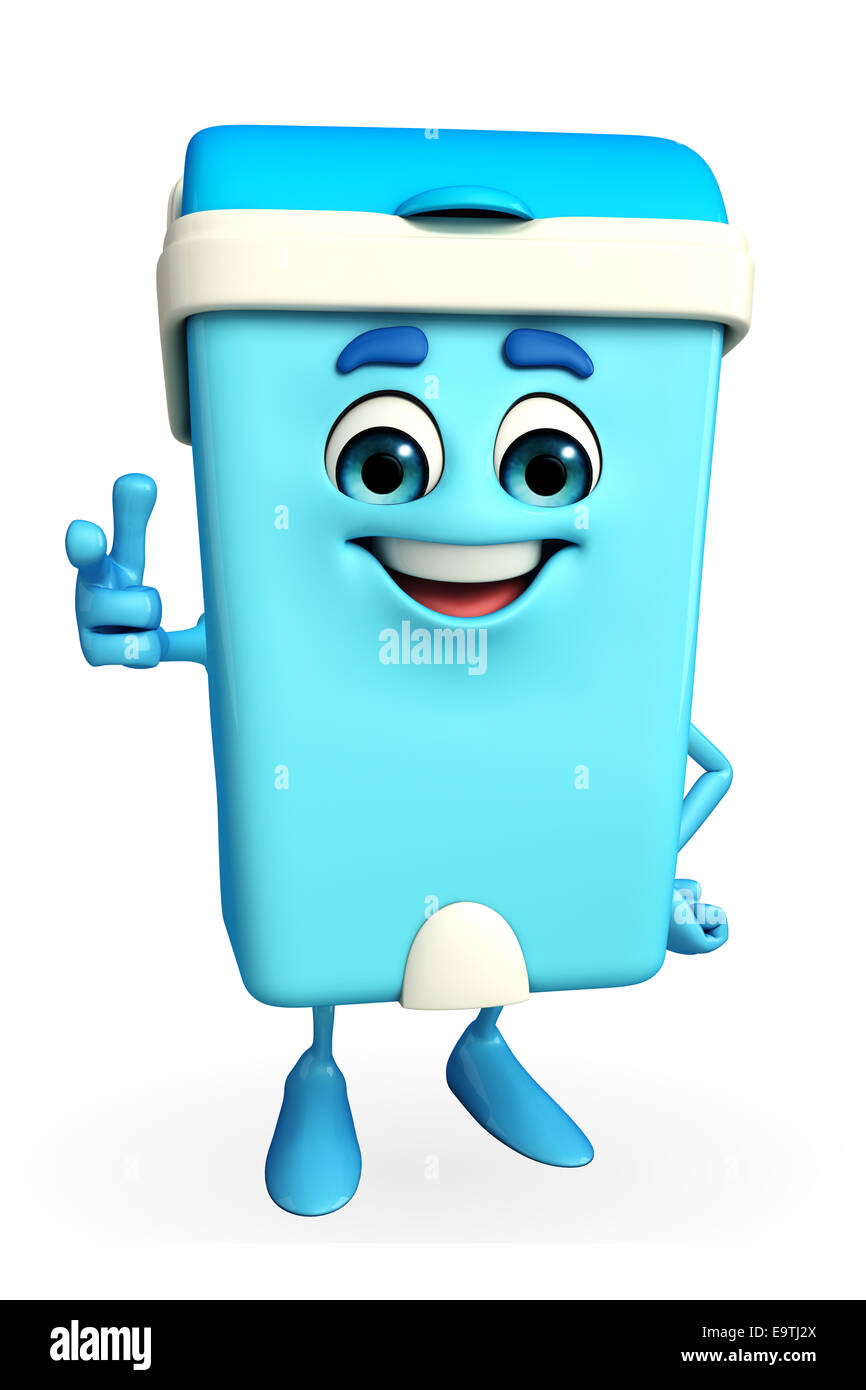 Cartoon Character of Dustbin is pointing Stock Photo - Alamy