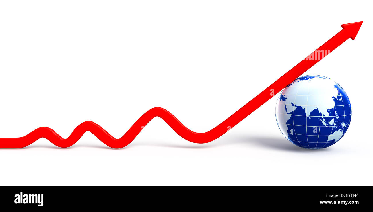 Illustration of globe with arrow Stock Photo - Alamy