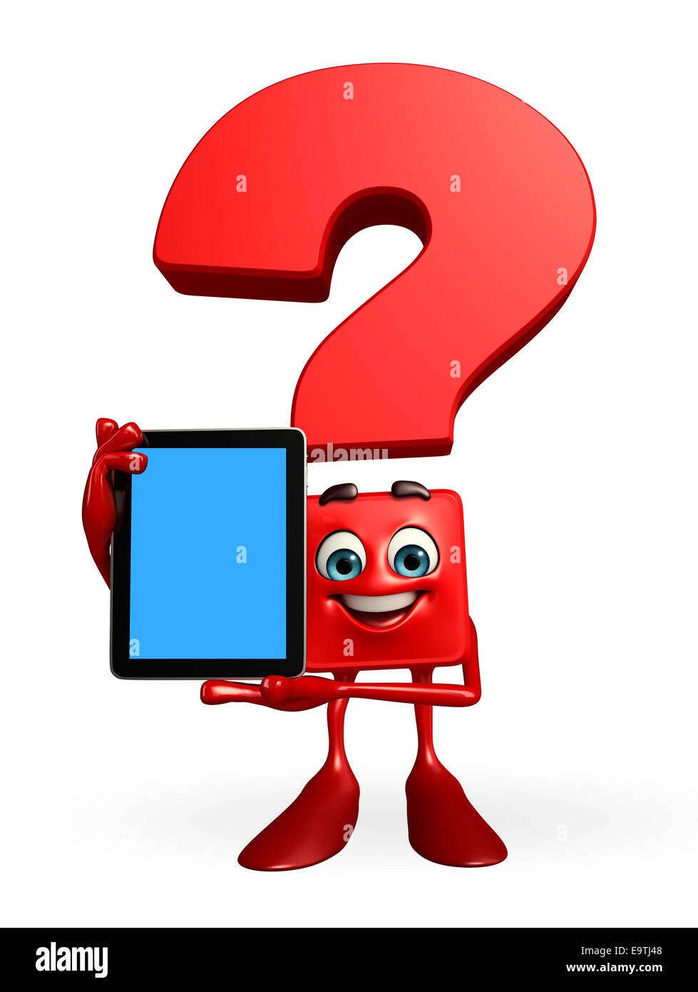 Cartoon Character of Question Mark with tab Stock Photo - Alamy