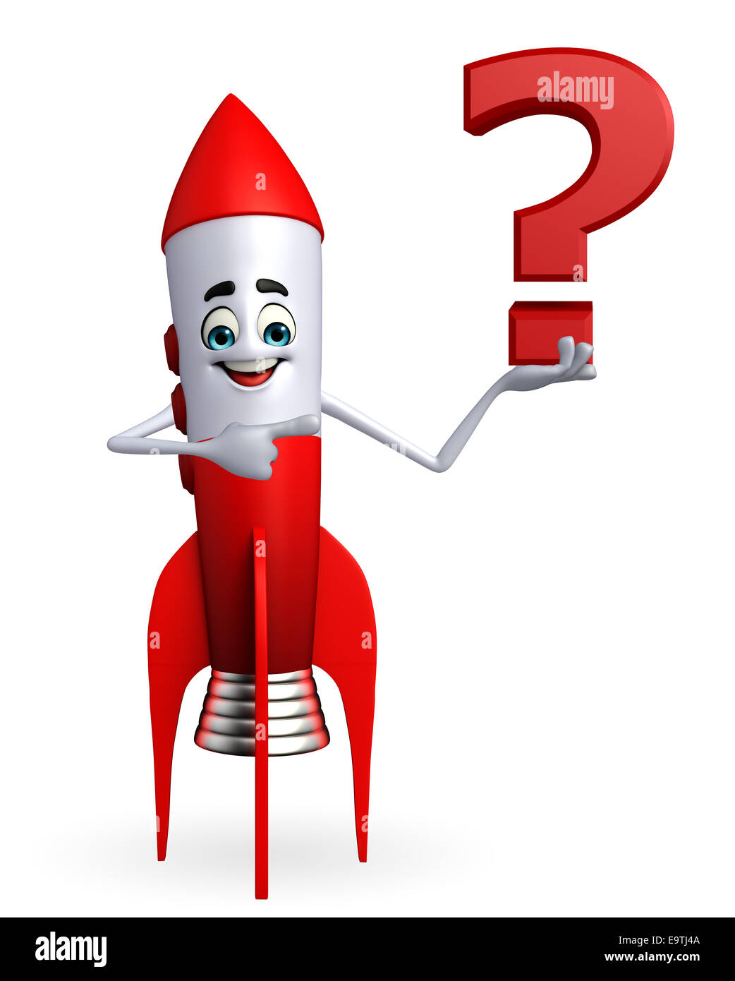Cartoon character of rocket with question mark Stock Photo - Alamy