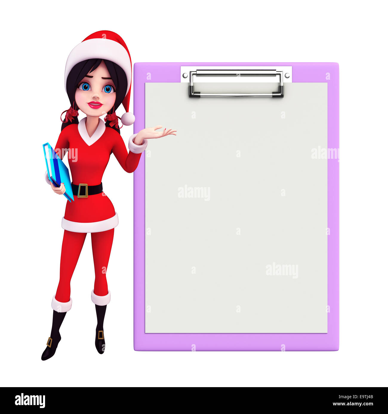 Illustration of santa girl with notepad Stock Photo - Alamy