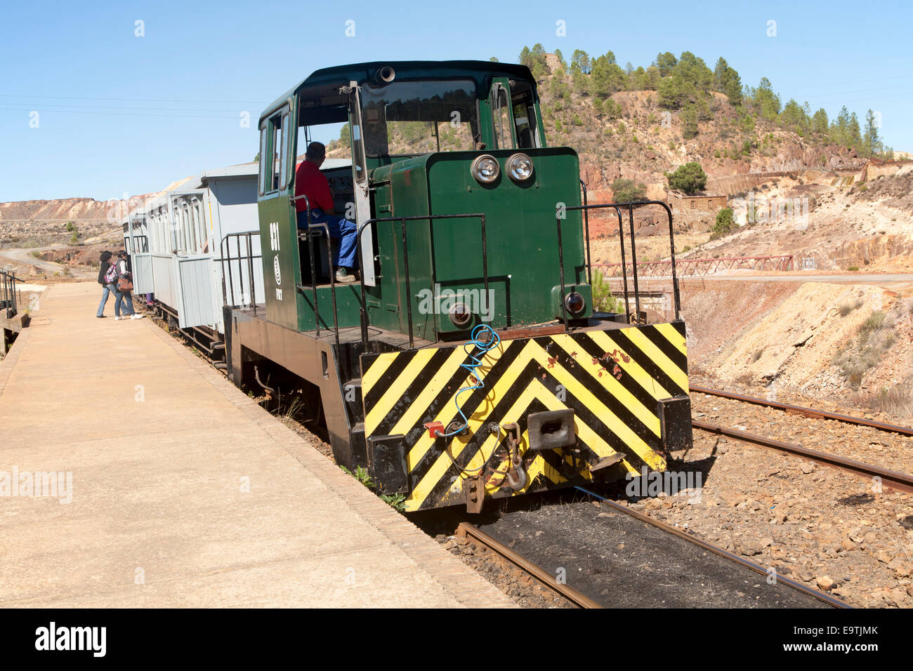 Old steam train used for tourist trip through the Rio Tinto mining area ...