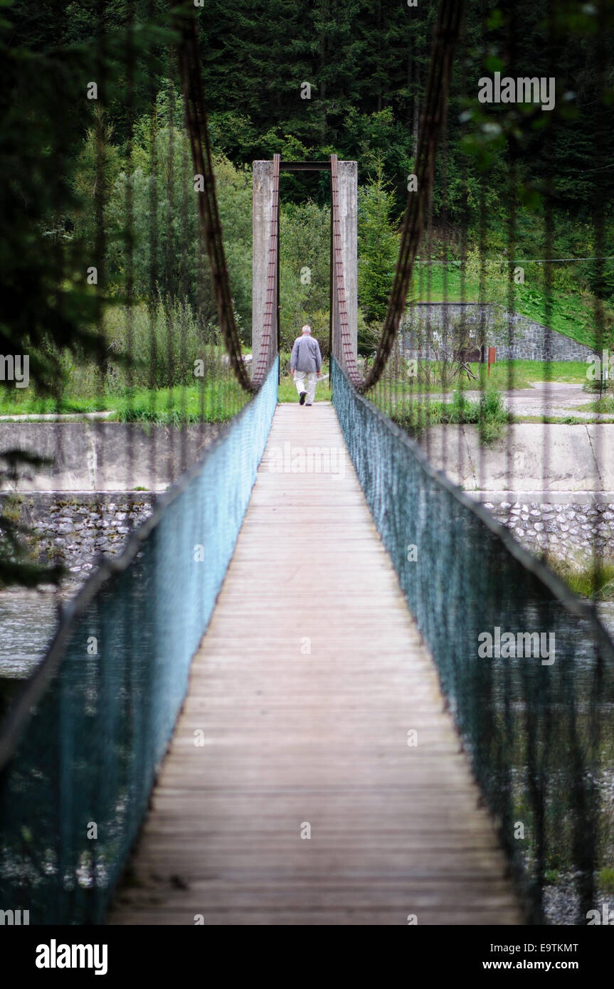 Italy, Dolomites, suspension bridge Stock Photo - Alamy