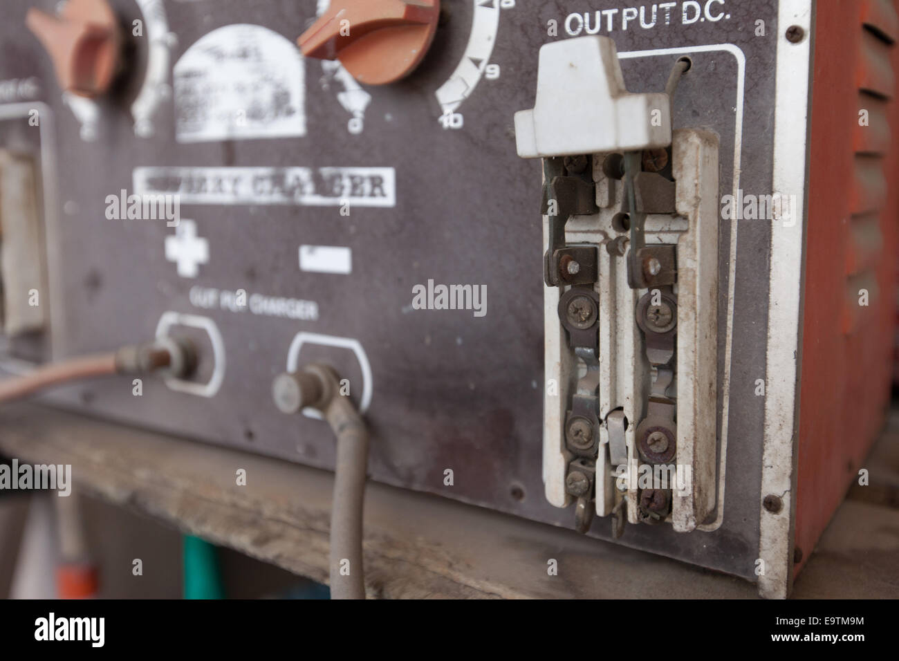 Broken vintage retro large electric circuit breaker with protection ...