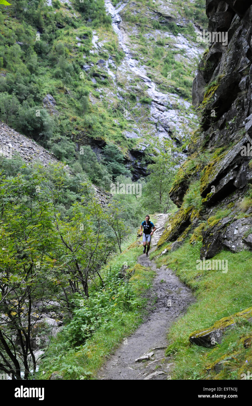 The scenic run up World Heritage valley Aurlandsdalen at ...