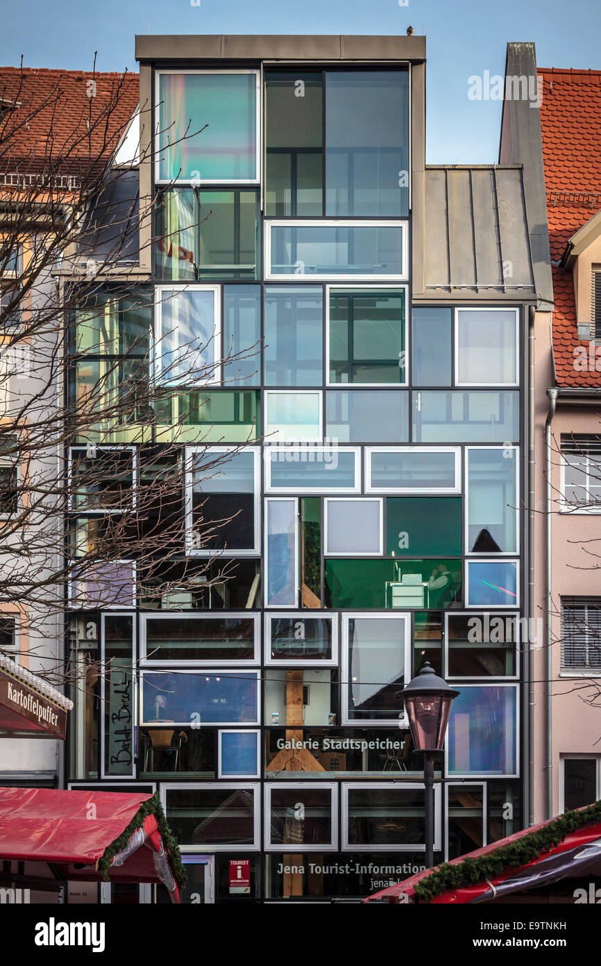 Modern building, exterior view, varied shaped windows Stock Photo - Alamy