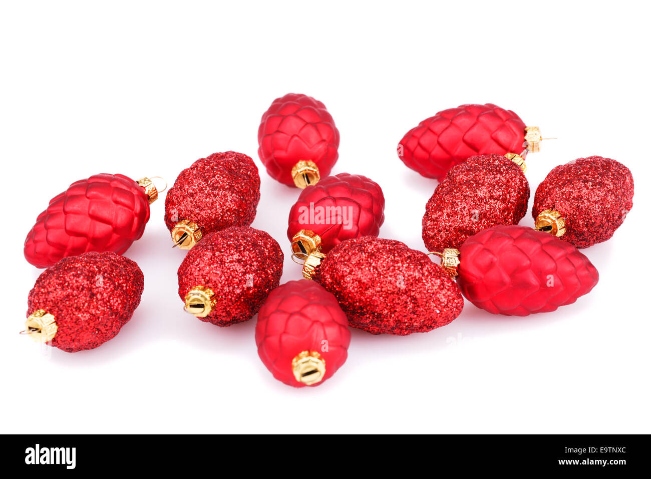 Christmas red cones isolated on white background Stock Photo - Alamy