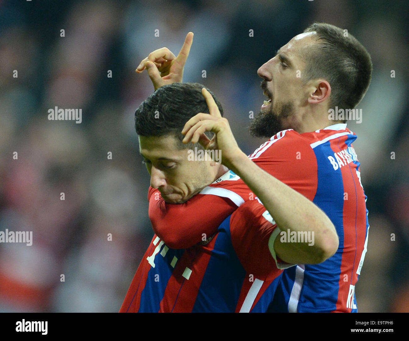 Munich, Germany. 01st Nov, 2014. Munich's scorer Robert Lewandowski ...