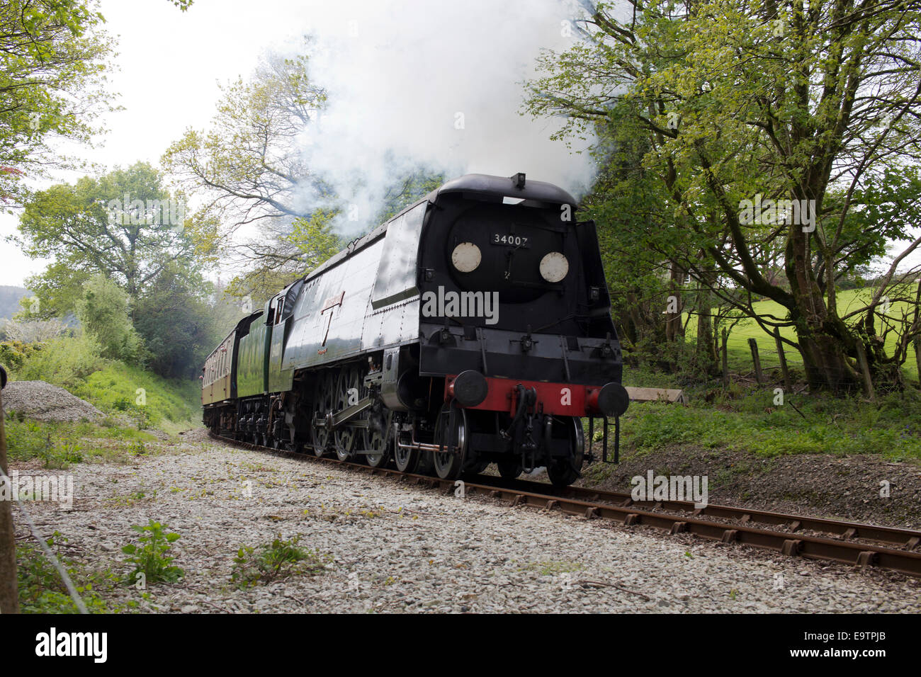 Preserved steam locomotive wadebridge 34007 hi-res stock photography ...