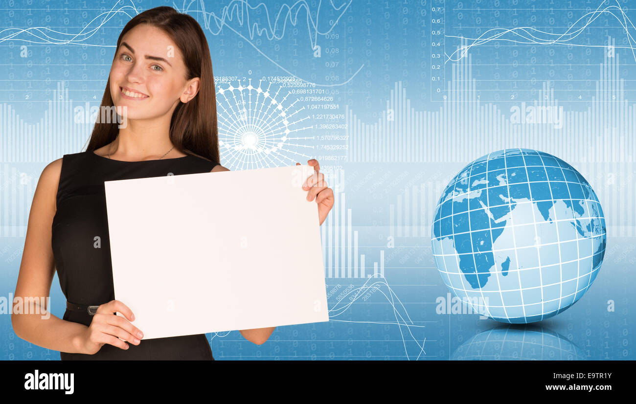 Businesswoman hold paper sheet Stock Photo - Alamy