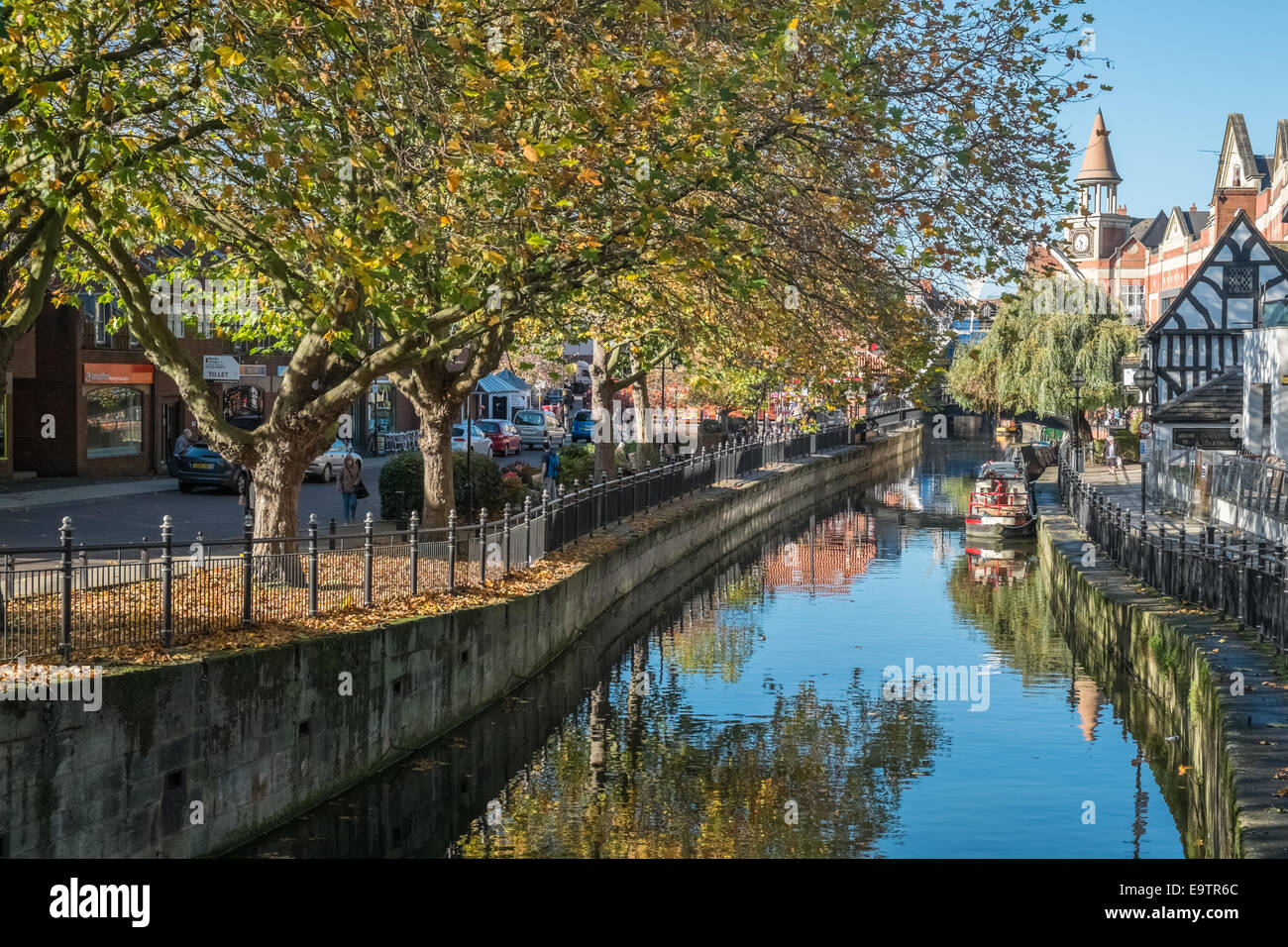 River Witham along Waterside shopping centre, Lincoln city ...