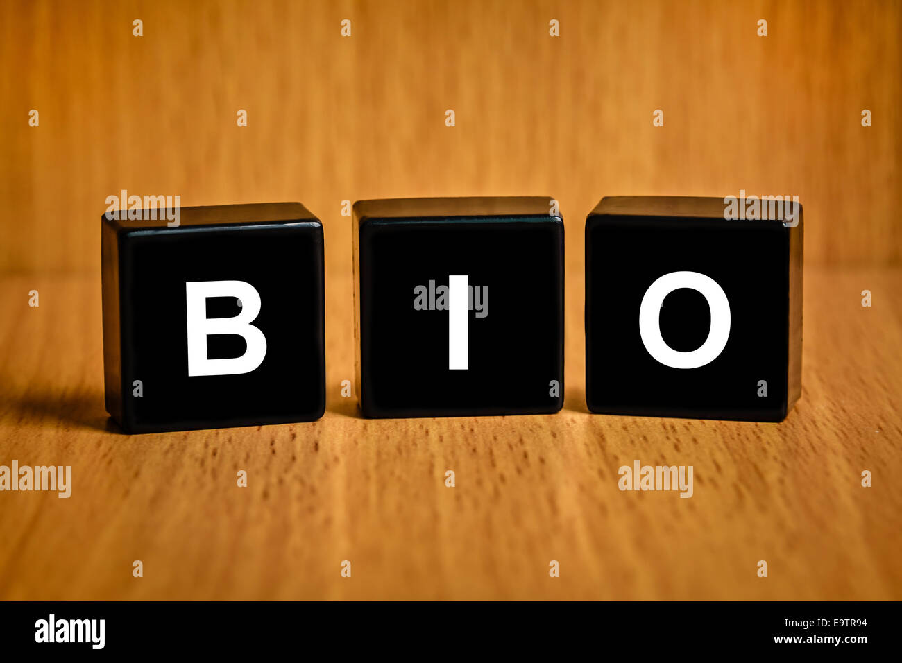 bio text on black block, natural and science concept Stock Photo - Alamy