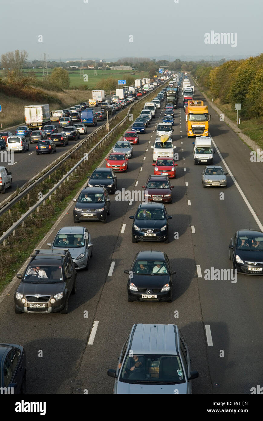 M5 motorway congestion both carriageways very bust heavy traffic. 2014 ...