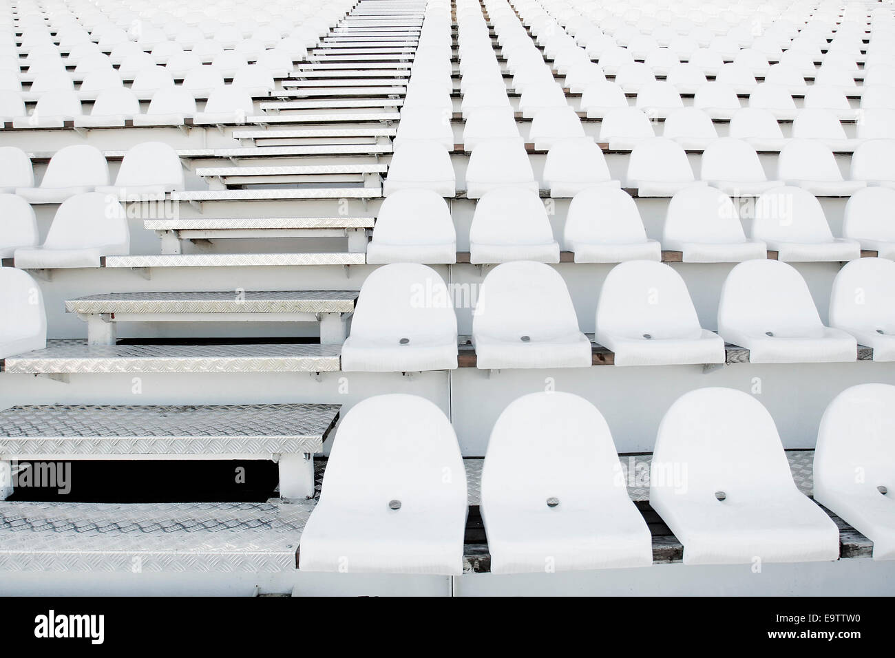 Empty white stadium seats on grandstand of the football stadium Stock ...