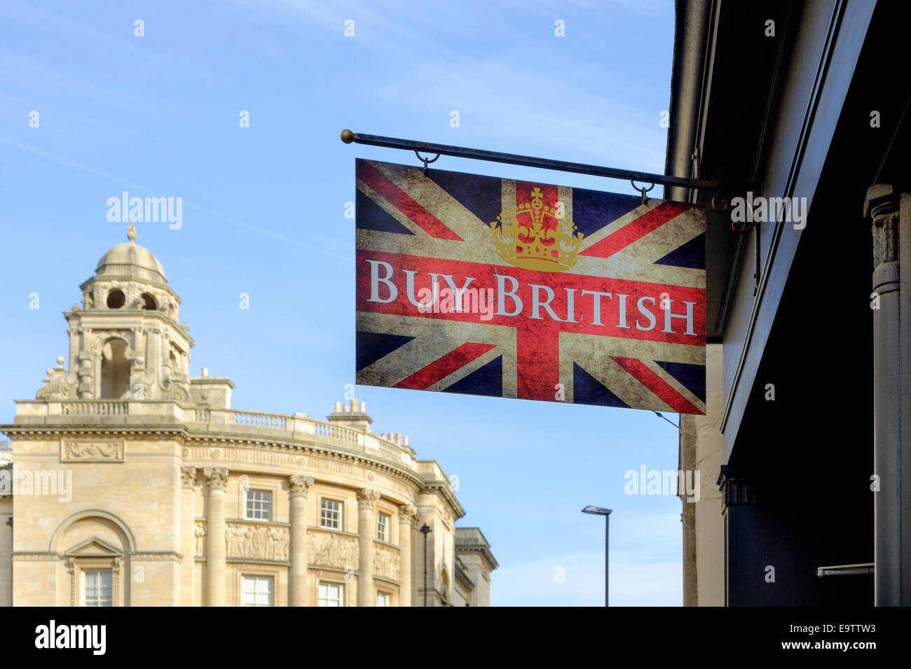 A buy british sign outside a shop in Bath,Somerset,England,UK Stock ...
