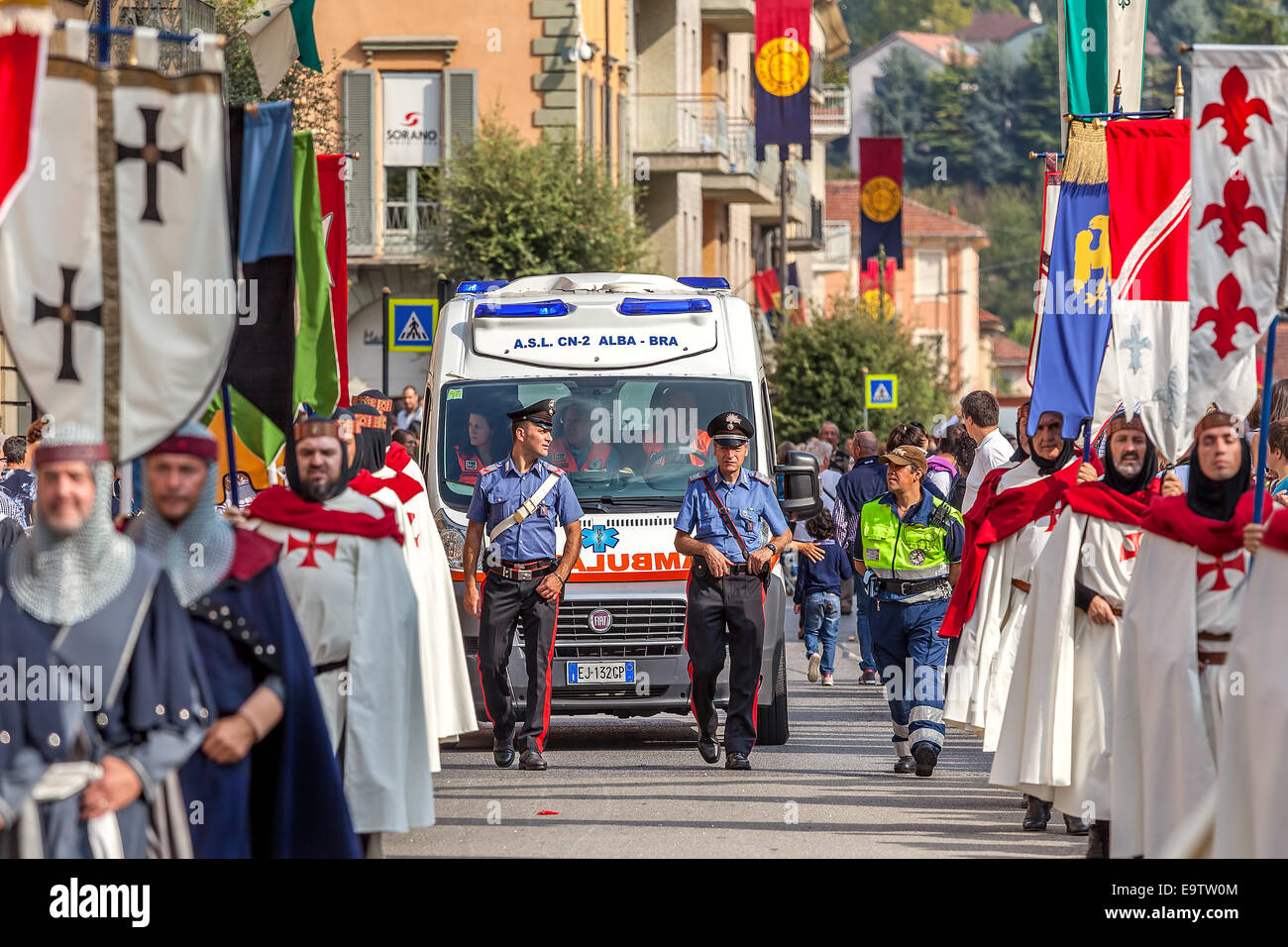 Medieval parade in Alba, Italy Stock Photo - Alamy