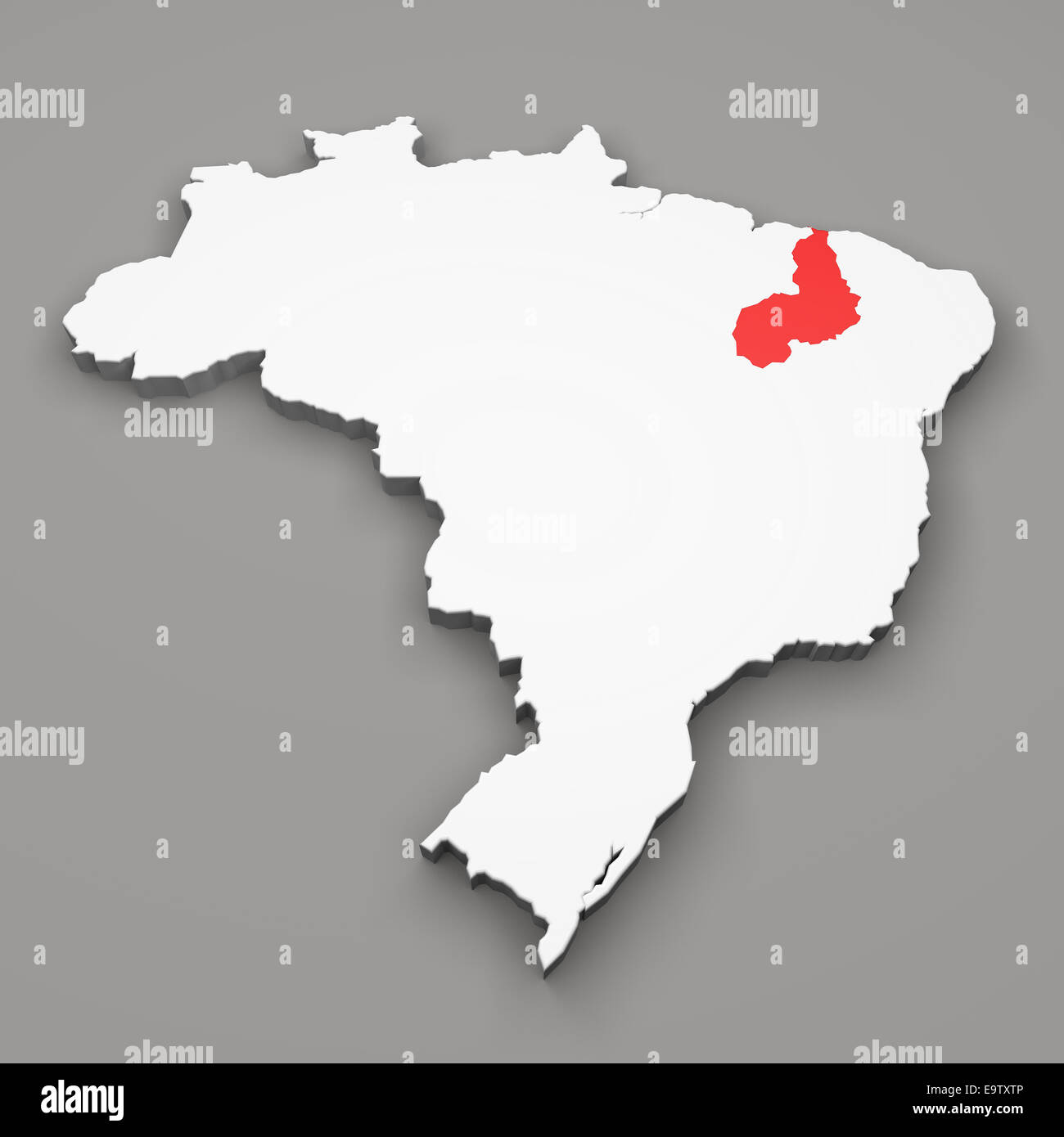 Piaui state on map of Brazil on gray background Stock Photo - Alamy