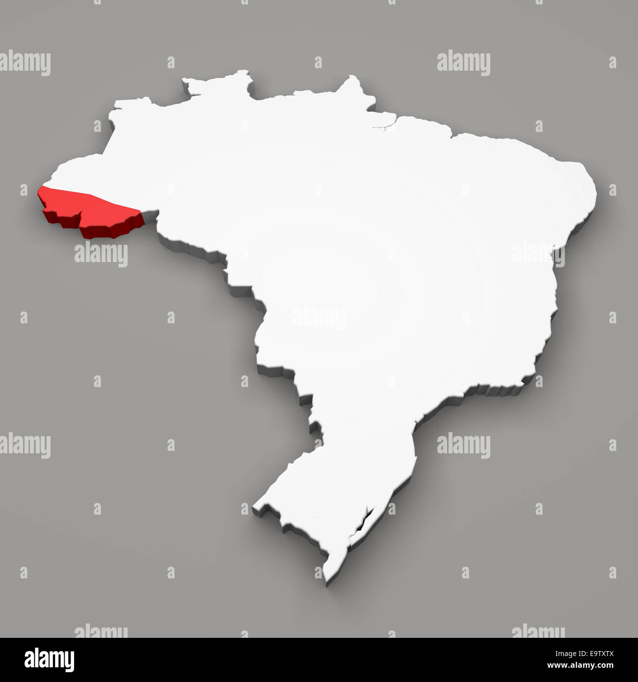 Acre state on map of Brazil on gray background Stock Photo - Alamy